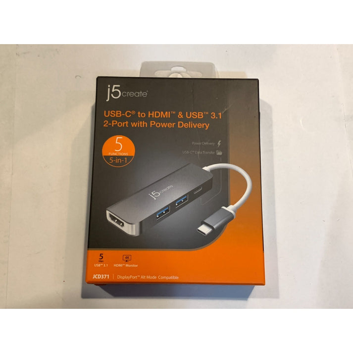 j5create USB-C to HDMI & USB 3.1 2-Port w/ Power Delivery (JCD371-BA ...